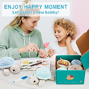 Eelexa Crochet Kit for Beginners, Amigurumi Crocheting Animal Kits, Learn to Crochet with Step-by-Step Video Tutorials for Kids Adults Beginner - 2 Pack Turtles