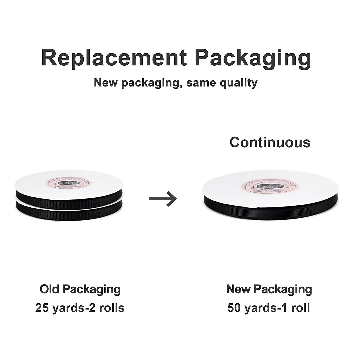 VATIN Black Grosgrain Ribbon, 3/8" x Continuous 50 Yards, Black Polyester Grosgrain Ribbon,Use for Bows DIY Hair Accessories, Gift Wrapping, Craft and Sewing