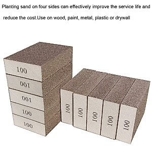Sackorange 10 Pack 100 Grit Sanding Sponge, Washable and Reusable Sanding Blocks Great for Pot Brush Pan Brush Sponge Brush Glasses Sanding Wood Sanding Metal Sanding (100 Grit-10 Pack)