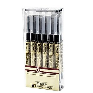 12Pcs 0.35 mm Black Gel Ink Pens, AUHOKY Extra-Fine Ballpoint Pen, Quick-Drying point Rolling Ball Pens for Office School Stationery Supply