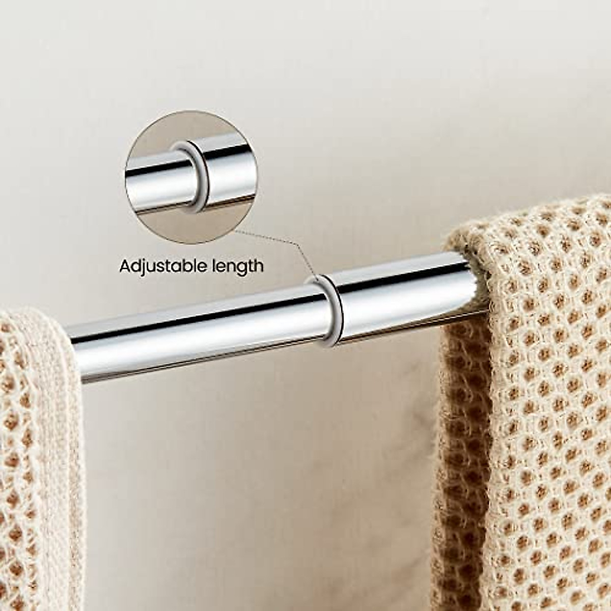 WOLIBEER Crystal Towel Bar,Chrome Towel Holder Adjustable Towel Rack Rod Expandable Stainless Steel Bathroom Accessories Wall Mounted