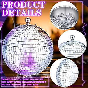 Hoolerry 2L Disco Ice Bucket Ice Storage with Lid Ice Barrel Trendy Double Insulated Stainless Steel Bucket 70s 80s 90s Theme Disco Party Supplies Kitchen Bar Stuff Retro Party Accessories