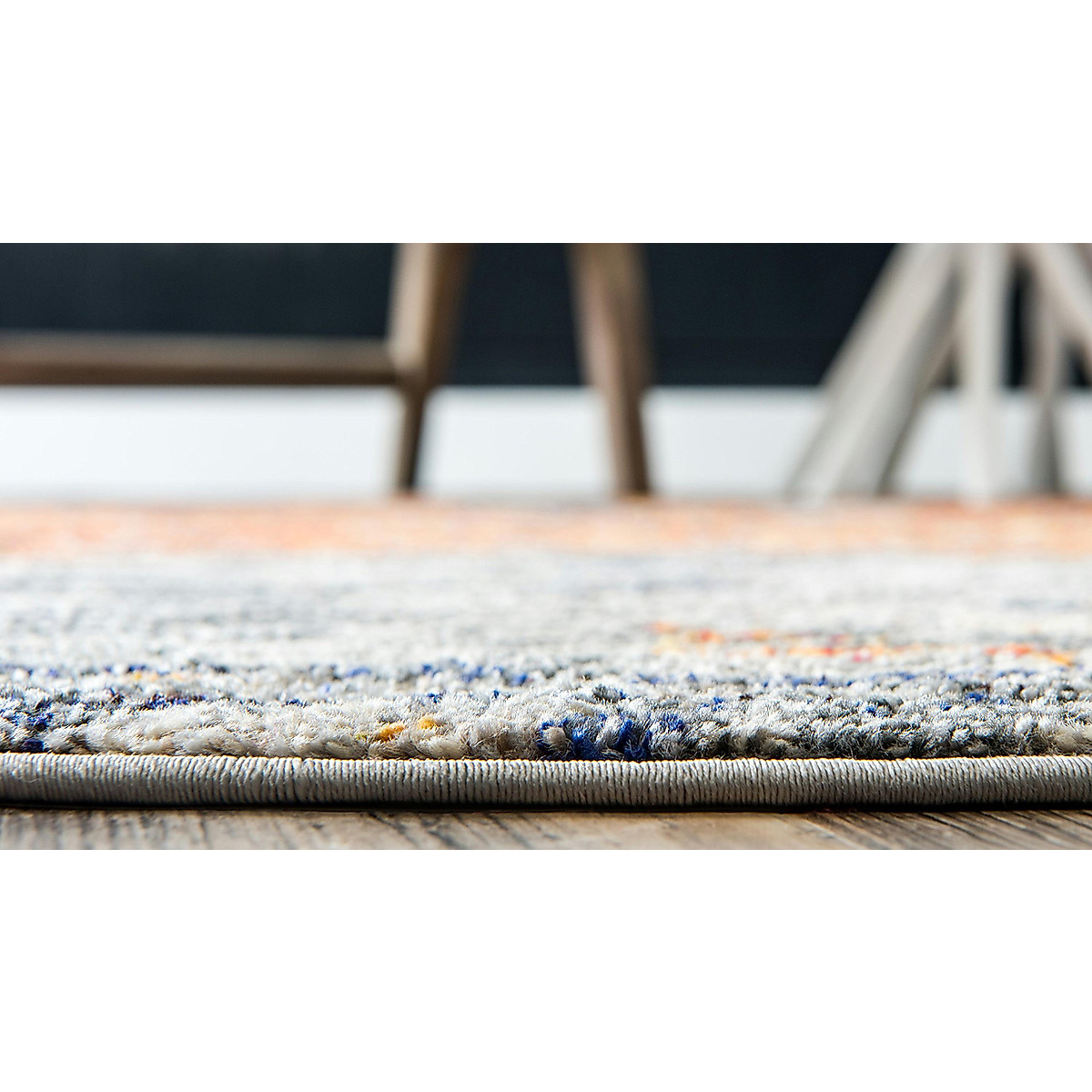 Unique Loom Vita Collection Modern Over-Dyed Center Medallion Vintage Area Rug, 4 ft x 4 ft, Gray/Ivory