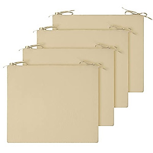 Wellsin Outdoor Chair Cushions for Patio Furniture - Patio Chair Cushions Set of 4 - Waterproof Square Corner Outdoor Seat Cushions 18.5"X16"X3", Khaki