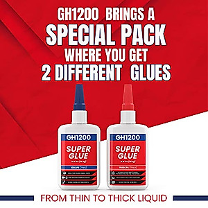 2 Oz Value Pack (57-Gram) Strong Super Glue All Purpose with Anti Clog Cap. Super Fast Thick and Strong Adhesive SuperGlue. Cyanoacrylate Glue for Hard Plastics, DIY Craft, Metal and Many More