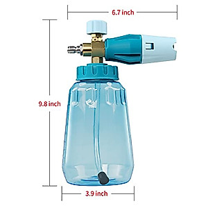 CHAVOR Pressure Washer Foam Cannon, Professional Upgrade Adjustable Snow Foam Lance, Blue Transparent Body Foam Blaster, 1/4 Inch Quick Connect, 4000 PSI, 1 L