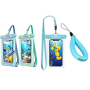 JOTO 2 Pack Floating Waterproof Phone Holder Pouch Bundle with 1 Universal Waterproof Pouch + 1 Floating Wrist Strap for Camera