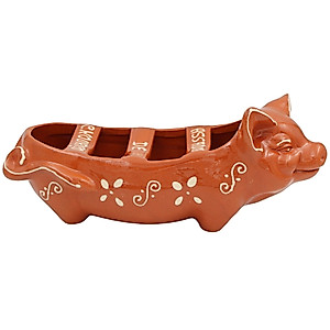 Ceramica Edgar Picas Vintage Portuguese Traditional Clay Terracotta Sausage Roaster Made In Portugal Happy Pig