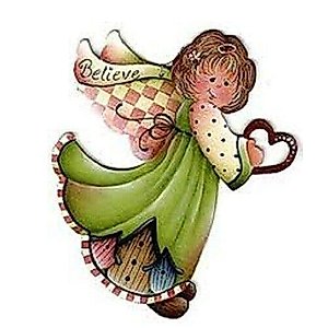 Without Brand Set of 48 Envelope Seals Labels Beautiful Girl Primitive Angel 1.2" Round