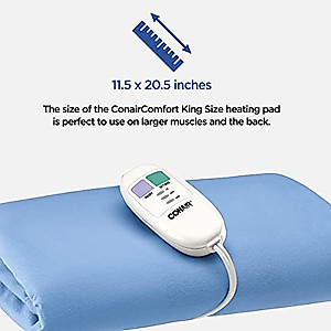 Conair Comfort Moist/Dry Heating Pad for Back Pain Relief, Heating Pad for Neck and Shoulder, Menstrual Heating Pad for Cramps, King Size 11.5 inch x 20 inch w/ Auto Off