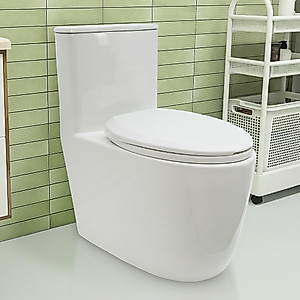 DAYAO Premium Elongated Toilet Seat with Cover Quiet Close, Two-Click to Quick Release, Easy Installation Never Loosen Hinge, Slow Close Toilet Seat and Cover, Easy Cleaning-White Color (Elongated)