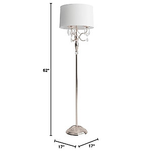 OK Lighting OK-5109F OK-5109f Crystal Silver Floor Lamp, 17" x 17" x 62"