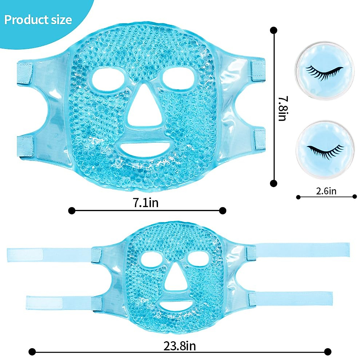 CONBELLA Cold Face Eye Masks Ice Face Mask Hot Cold Compress For Dark Circles, Puffiness, Migraines, Headache, Stress, Redness, Cooling Face Masks For Women Man, Skin Care