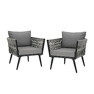 Christopher Knight Home Weber Outdoor Wicker Club Chairs (Set of 2), Light Dark Gray