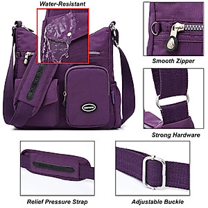 Nylon Crossbody Bag for Women,Multi Pockets Crossbody Purses,Water Resistant Shoulder Bag Travel Purses and Handbag Pocketbooks (Khaki)