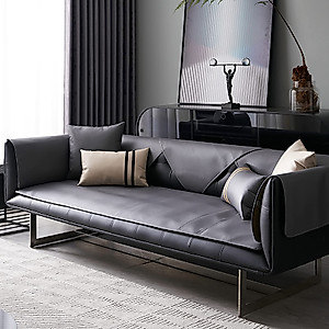 Leather Sofa Cover 1 2 3 4 Seater,L Shape Non-Slip Sectional Sofa Slipcover,Plain Color Couch Slipcover for Dogs Cats Pet Love Seat Recliner Armrest Backrest Cover-Dark Grey,30x50cm/Pillowcase