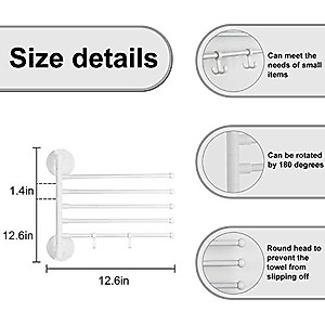 Towel Rack Bathroom Towel Rack Tower Rack Storage on Kitchen Wall with Metal Rod No Punching Installation (White 5 Layers)