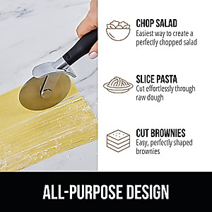 Gorilla Grip Large Pizza Cutter Wheel, 9 Inch, Sharp Stainless Steel Blade, Rust Resistant, Comfort Handle, Thumb Guard Protection, Slice Thick or Thin Pizzas, Pie Crust, Pastries in Seconds, Black