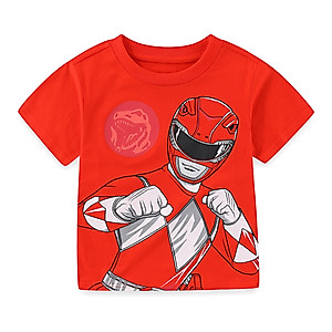Power Rangers Boys 4 Pack Short Sleeve T-Shirt for Little Kids Blue