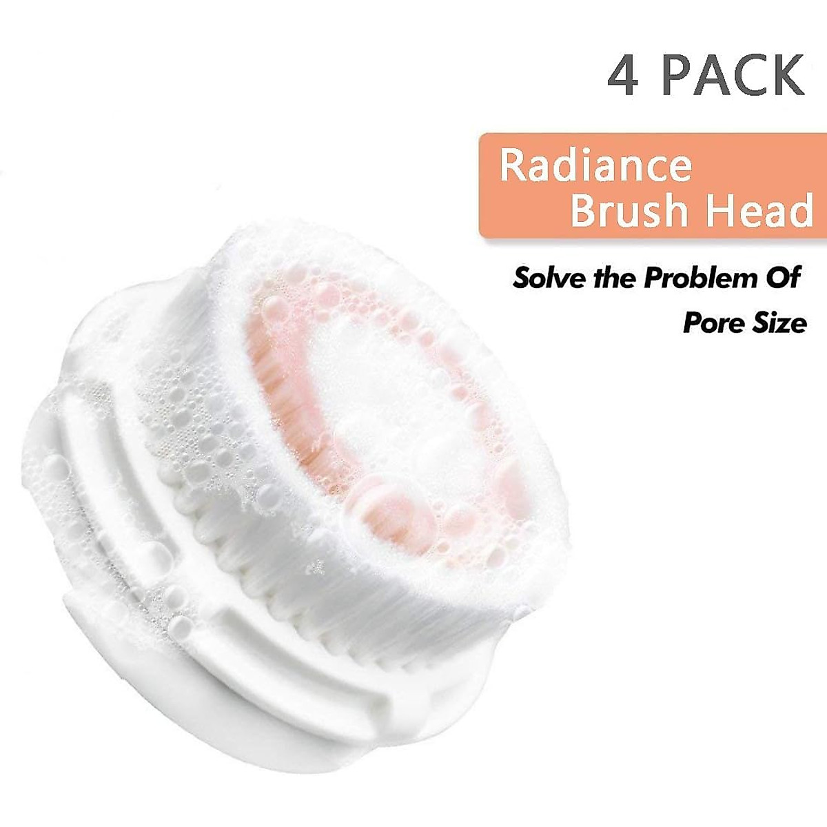 Facial Cleansing Brush Heads Replacement Compatible with Radiance Face Brush Head, for Clogged and Enlarged Pores, 4 Pack