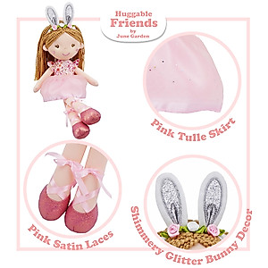 June Garden 16" Enchanted Garden Fairy Doll Brielle - Plush Stuffed Soft Bunny Doll Girl Easter Gift - Pink Dress