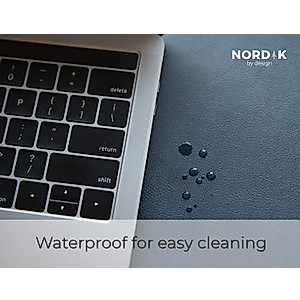 Nordik Leather Desk Mat Cable Organizer (Midnight Blue 35 x 17 inch) Premium Extended Mouse Mat for Home Office Accessories - Felt Vegan Large Leather Desk Pad Protector & Desk Blotter Pads Decor