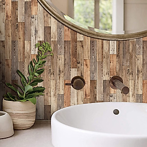 20Pcs Peel and Stick Contact Paper Wood Grain Self-Adhesive Film Waterproof & Removable Wallpaper Decorative Vinyl for Kitchen, Countertops, Cabinets (D)