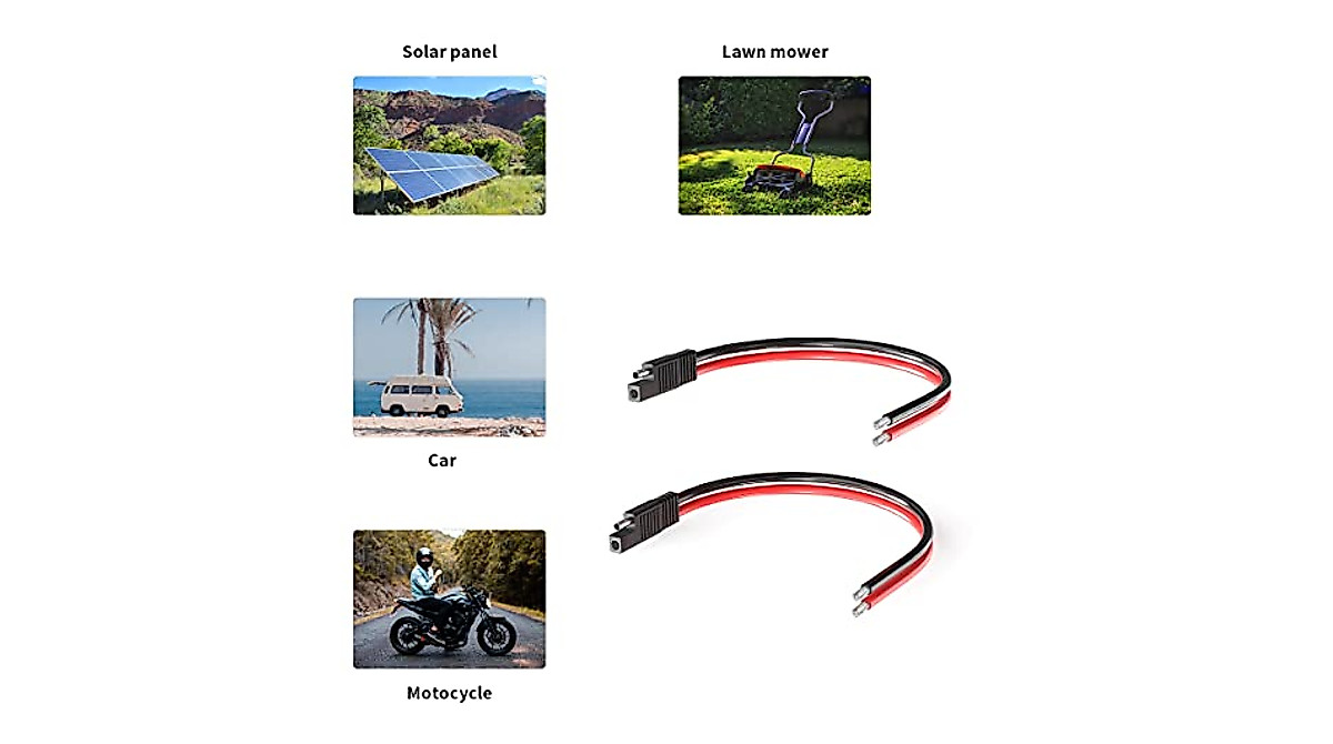 ELFCULB 10AWG SAE Connector Cable 1FT 2 Pack for Solar & Vehicles