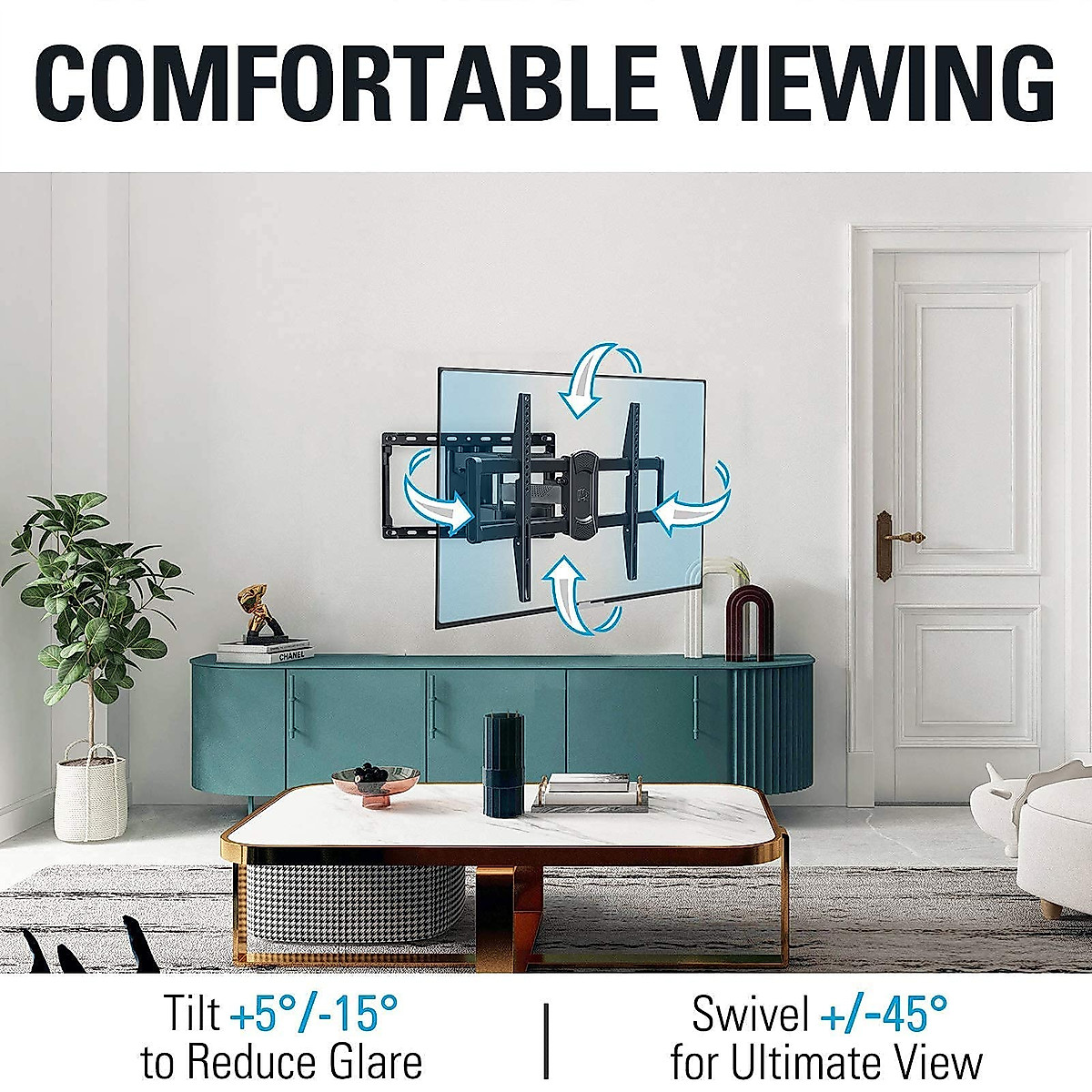 Mounting Dream MD2617 Full Motion TV Wall Mount with Swivel and Tilt for 42-84 inch TV, VESA 600x400mm and MD5751 Concrete Wall Anchors for TV Wall Mount Installation 6pcs