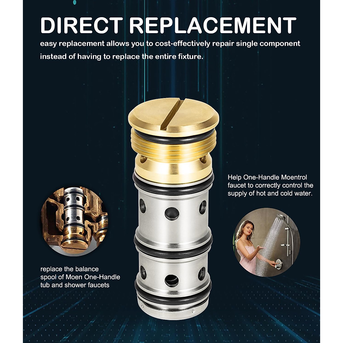 Replacement for Moen 1423 Balancing Spool Fit for Moentrol Moen Tub Shower and Shower-Only Faucets Spool 132343