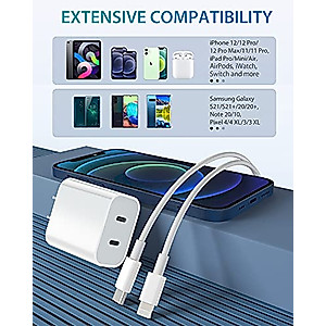 iPhone Charger, 25W USB C Charger Dual Ports USB Type C Fast Charger with 3FT 20W USB C to Lightning Cable MFi Certified Type C PD Charger for iPhone 14/13/12/12 Pro/12 Pro Max/11/11 Pro/XS Max/XR/X/8