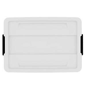 Cetomo Lidded Storage Bin with Handle, Tote Organizing Container with Wheels, Lid and Secure Latching Buckles, Stackable and Nestable, Plastic, 72 Quart-3 Pack, Clear Black
