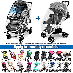 Stroller Rain Cover and Baby Stroller Mosquito Net(2-Piece Set),Universal Stroller Accessory,Waterproof, Windproof Protection,Protect from Dust Snow,Baby Travel Weather Shield