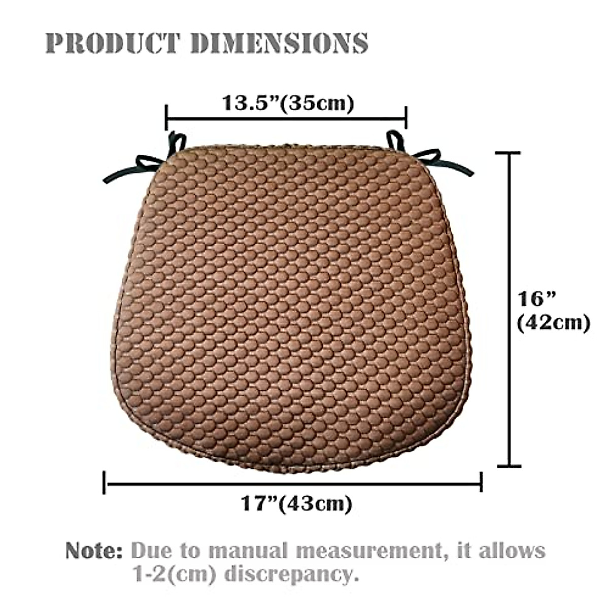 Big Hippo Kitchen Chair Pads Chair Cushion for Dining Chairs,Memory Foam Indoor Seat Cushion Wooden Metal Chair Cushions with Ties,Dining Seat Cushion with Machine Washable Cover,16" x 17", Brown