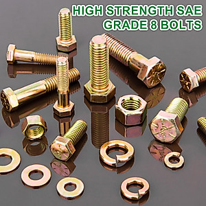 FOLIV 566Pcs Heavy Duty Bolts and Nuts Assortment Kit, Grade 8 Hex Screws Bolts Nuts Kit, 1/4-20 5/16-18 3/8-16, 15 Common Sizes Included