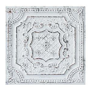 PAINTSDECOR Faux Tin Painting Panel Embellished Ceiling Tiles for Cafe Club Salon Hotel Store Bar 2'x2' PL04 Distress Crack White Black