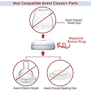Replacement Screw Ring Compatible with Philips Avent Natural Bottles, Avent PP Bottles or Natural Glass Bottles; Not for AntiColi Nipple, Made by Maymom; Replace Avent Natural Screw Ring Collar