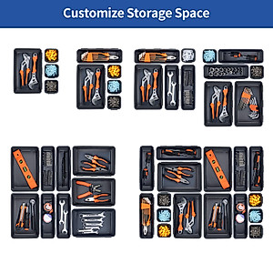 32-Pack Tool Box Organizer, Tool Drawer Organizer, Workbench Toolbox Organization, Rolling Tool Chest Tray Dividers Set, Cart Cabinet Storage Box for Hardware, Parts, Screws, Nuts