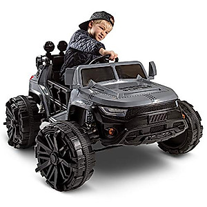Huffy Bicycle Company Kids Battery-Powered Ride On Car Special Ops w/ Lights, Sounds & MP3 Player, 12V - 17138 , Grey, Large