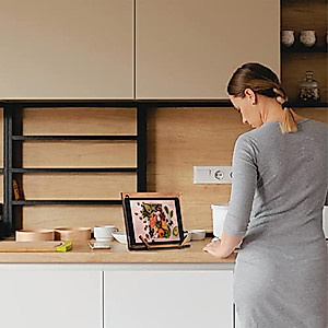 TILISMA Wooden Cook Book Stand - Handmade Walnut Book Holder for Reading Hands Free - Cookbook Holder for Counter Top - Fancy Tablet Holder - Recipe Holder - Book Accessories for Kitchen