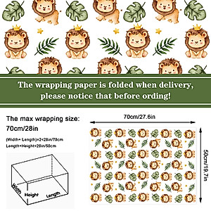 Whaline 12 Sheet Baby Shower Wrapping Paper Jungle Safari Wildlife Gift Wrap Paper Folded Flat Elephant Giraffe Lion Art Paper for DIY Craft Party Decor Wrapping Supplies