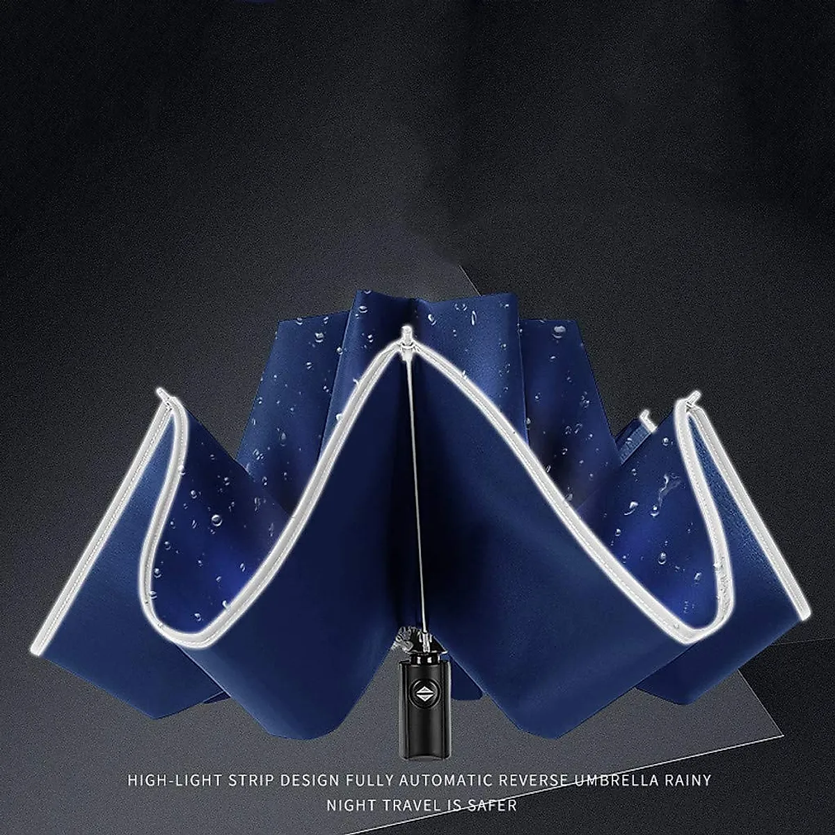 Jchen Inverted Umbrella Windproof Automatic Folding Umbrella, Auto Reverse Umbrella Portable Travel Umbrella Folding Umbrellas,Repel Windproof Travel Umbrella, Automatic Open Close (Blue)