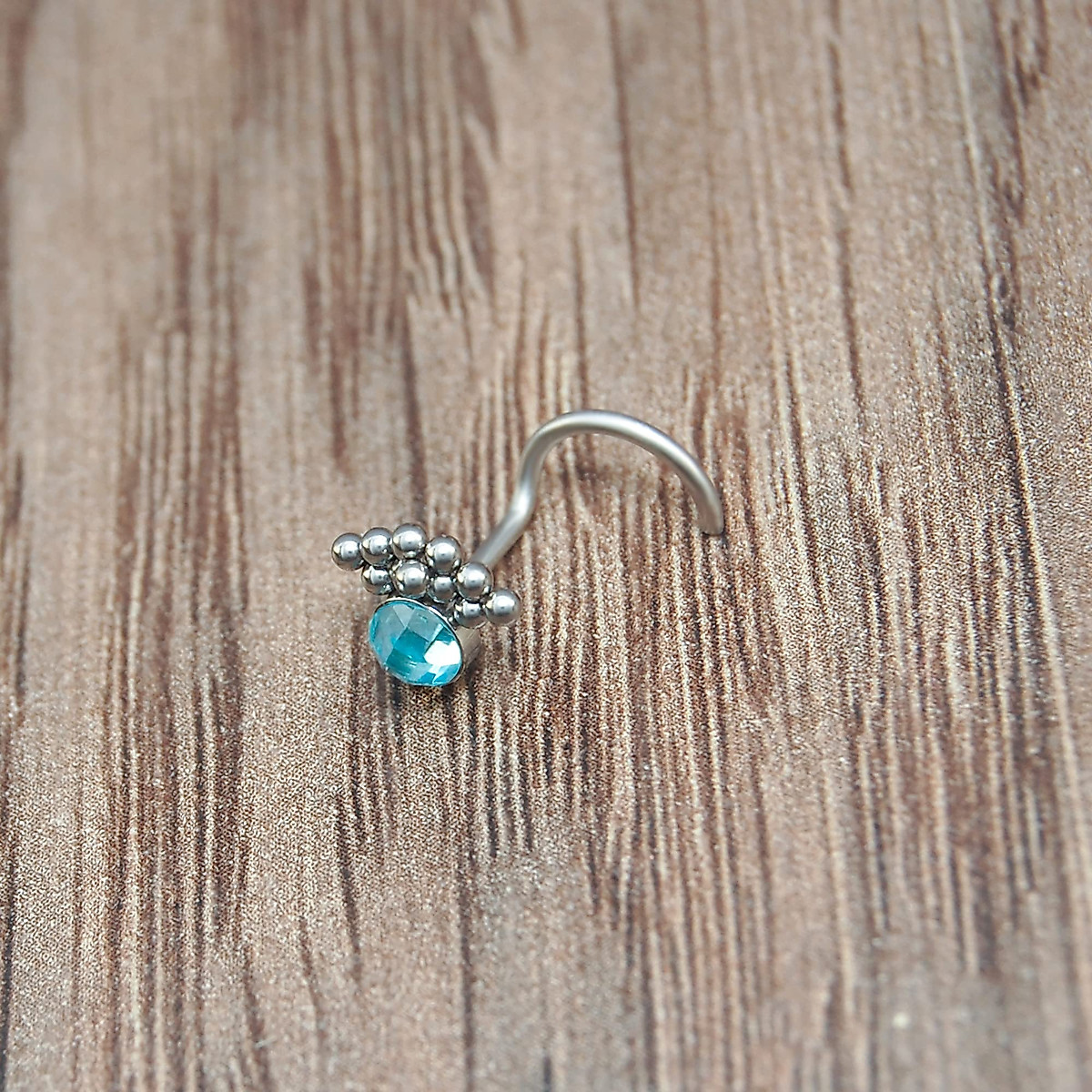 CZ Nose Stud Titanium - Nose Pin 20g - Nostril Jewelry 18g - Nose Ring 22g - Nose Earring - Nose Bone Stud 16g (Gauge Size: 22g; Style: L Shape)