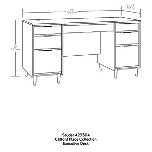 Sauder Clifford Place Modern Executive Desk in Jet Acacia, Jet Acacia Finish