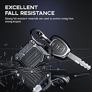 Dovick- Waterproof Airtag Keychain Holder Case,Screw Full Cover Compatible with Apple Air Tag Tracker Key Ring (Black 1Pack)