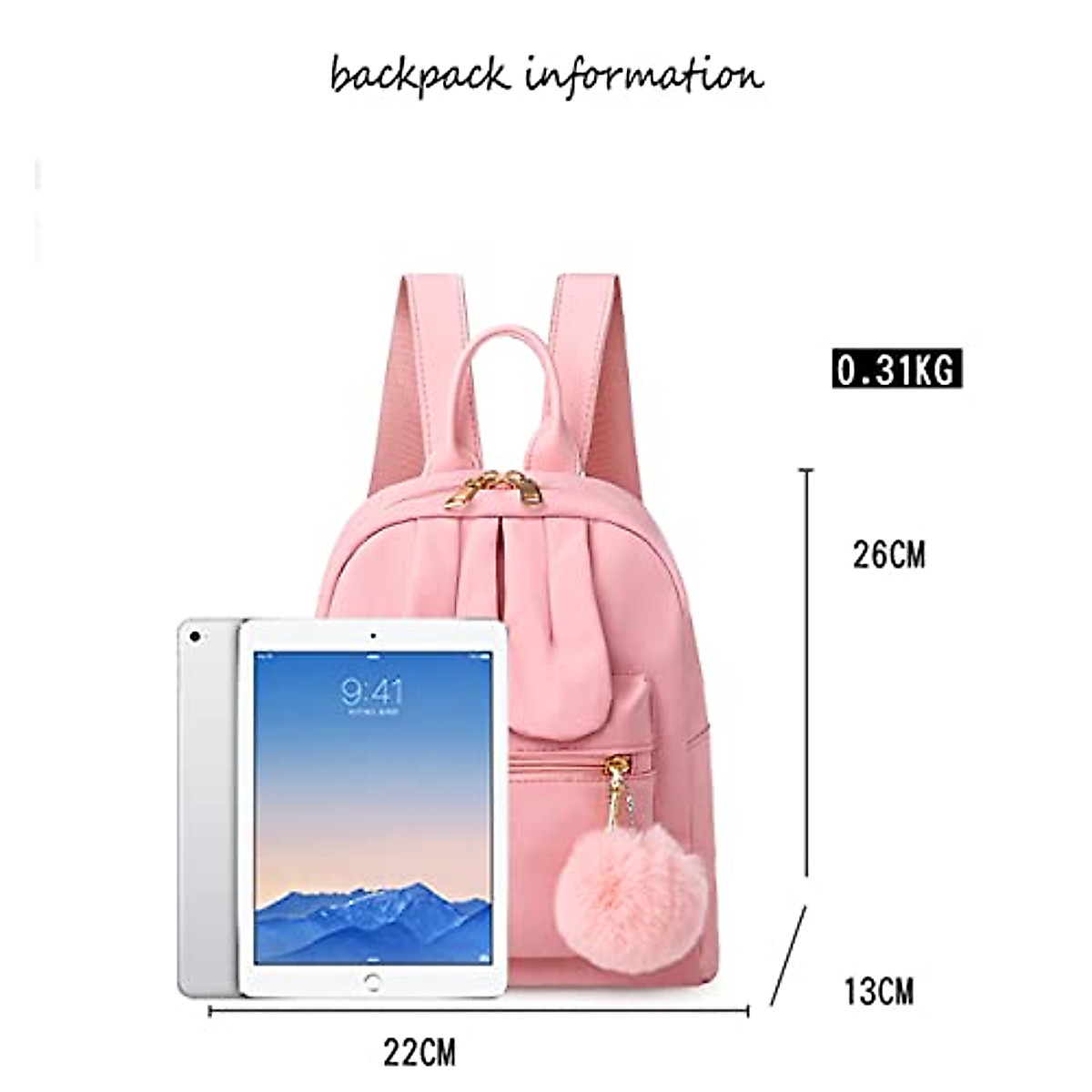 ZFOFLIK Bunny Backpack for Gilrs,Mini Purse Backpack Cute Kawaii Backpack Small Bunny Purse backpack with Plush Pendant(Pink)