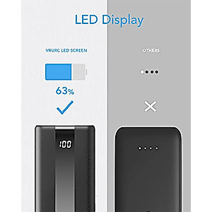 Small Power Bank 20000mAh, VRURC 22.5W PD & QC 3.0 Fast Charging USB C Portable Charger, 4 Output 3 Input Compact Battery Pack, LED Display External Phone Battery Compatible with Smart Devices