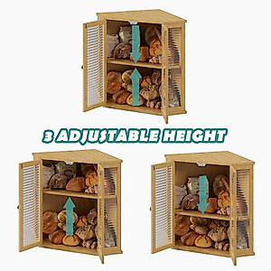 WouZglk Extra Large Corner Bread Box for Kitchen Countertop, 16.5 inch Bamboo Double Layer Bread Storage with Glass Wavy Door Panel, Eco-Friendly and Stylish Design