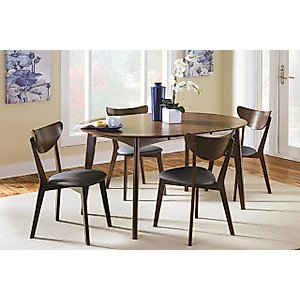 Coaster Home Furnishings Malone 5-Piece Oval Table Dining Set, Dark Walnut & Black (105361-S5)