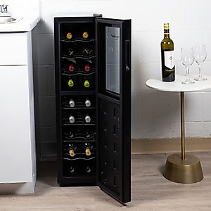 Koolatron 18 Bottle Slim Wine Cooler Refrigerator Dual Zone Thermoelectric Wine Fridge Freestanding Wine Cellar for Red White Sparkling Wine Ideal for Home Bar Kitchen